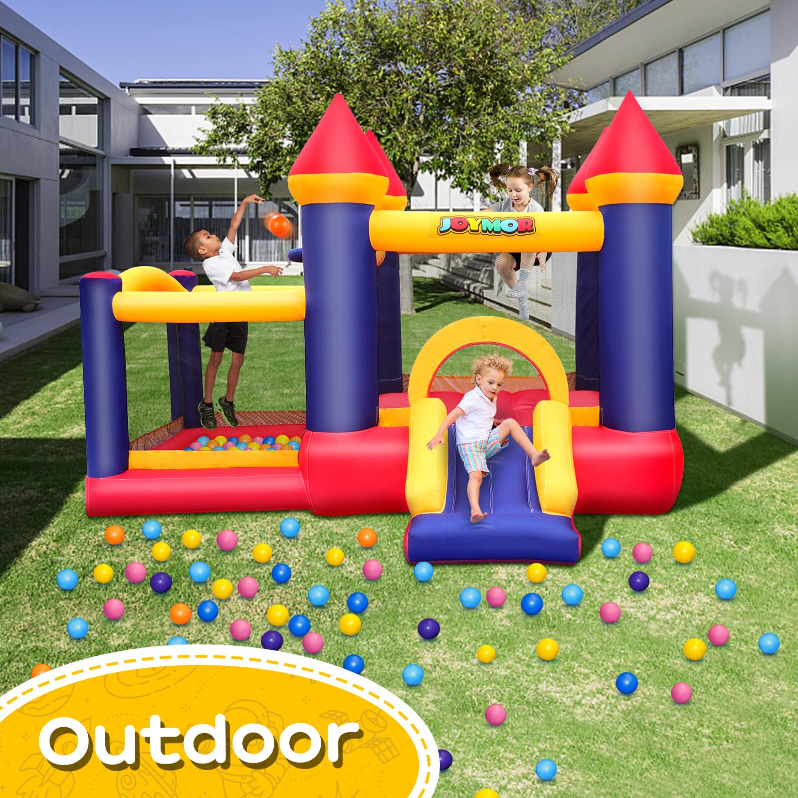 JOYMOR Inflatable Slide Bounce Jumping Castle House with Air Blower Pu ...