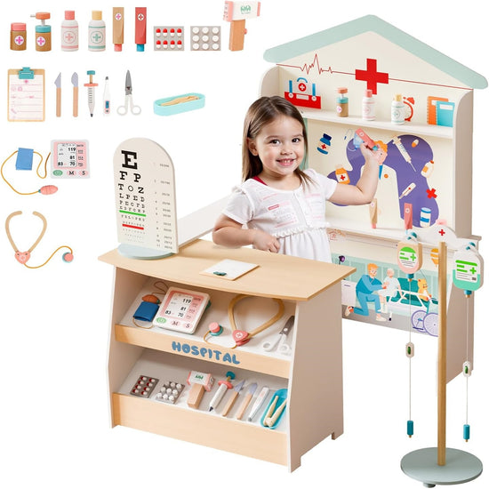 JOYMOR Kids Pretend Play Wooden Doctor Play Set Hospital Kit – Joymor