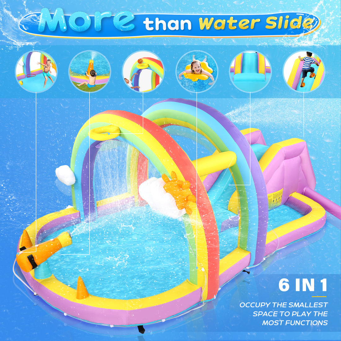 JOYMOR Inflatable Water Slide | Kids Bounce House with Climbing Wall ...