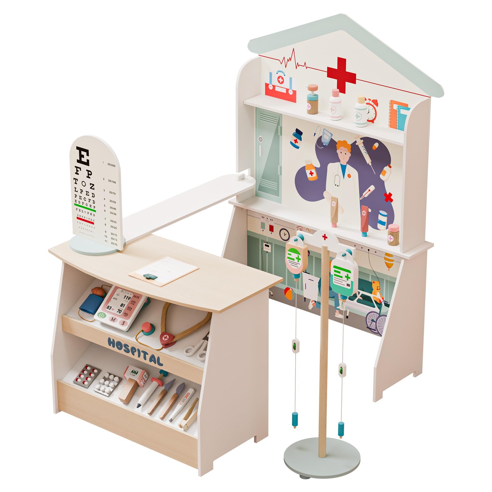 JOYMOR Kids Pretend Play Wooden Doctor Play Set Hospital Kit – Joymor