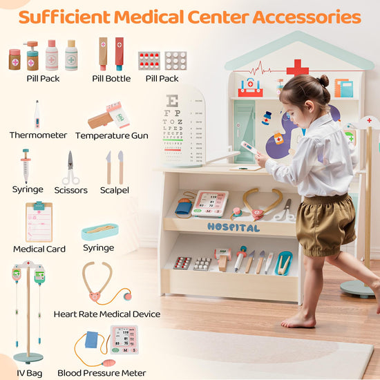 JOYMOR Kids Pretend Play Wooden Doctor Play Set Hospital Kit – Joymor