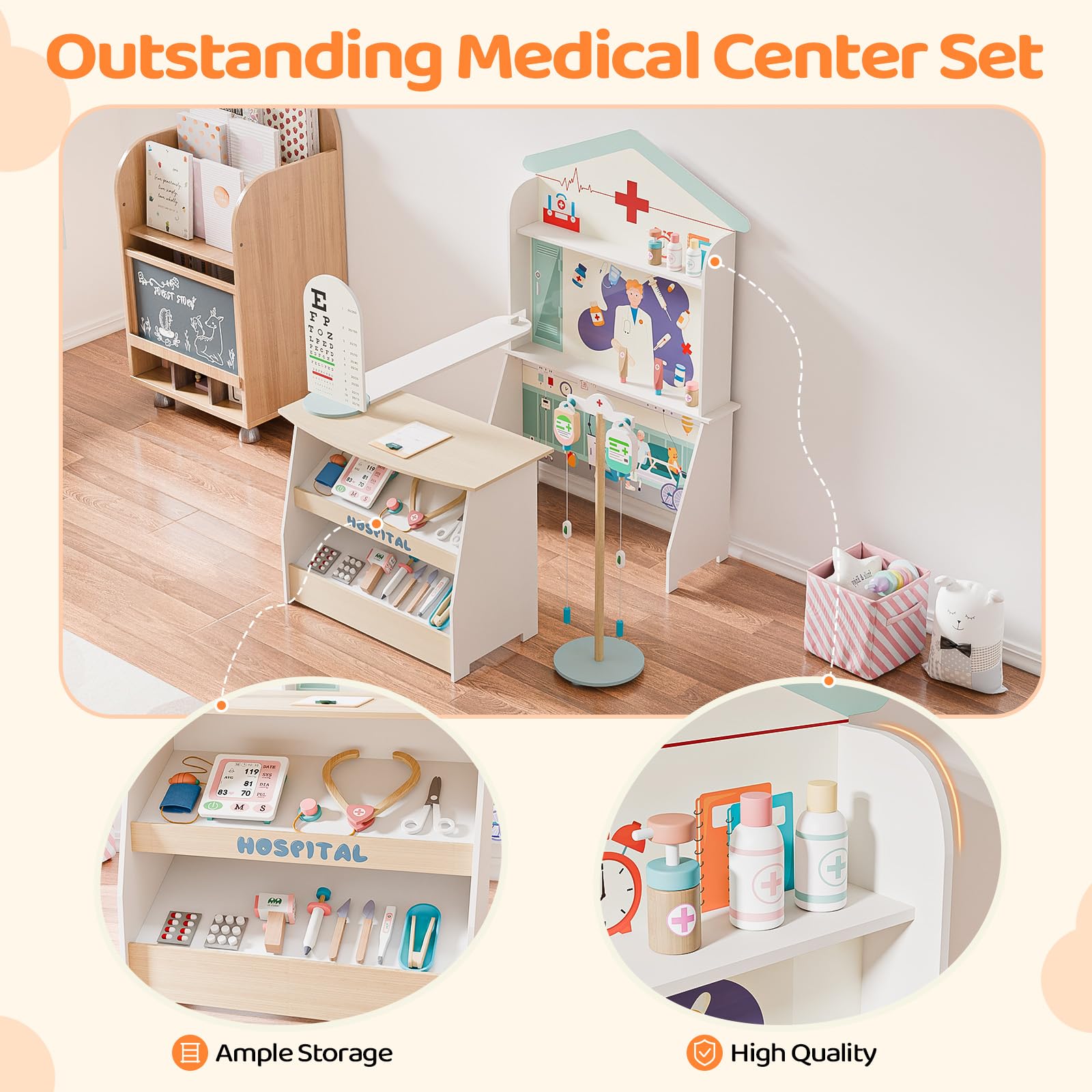 JOYMOR Kids Pretend Play Wooden Doctor Play Set Hospital Kit – Joymor