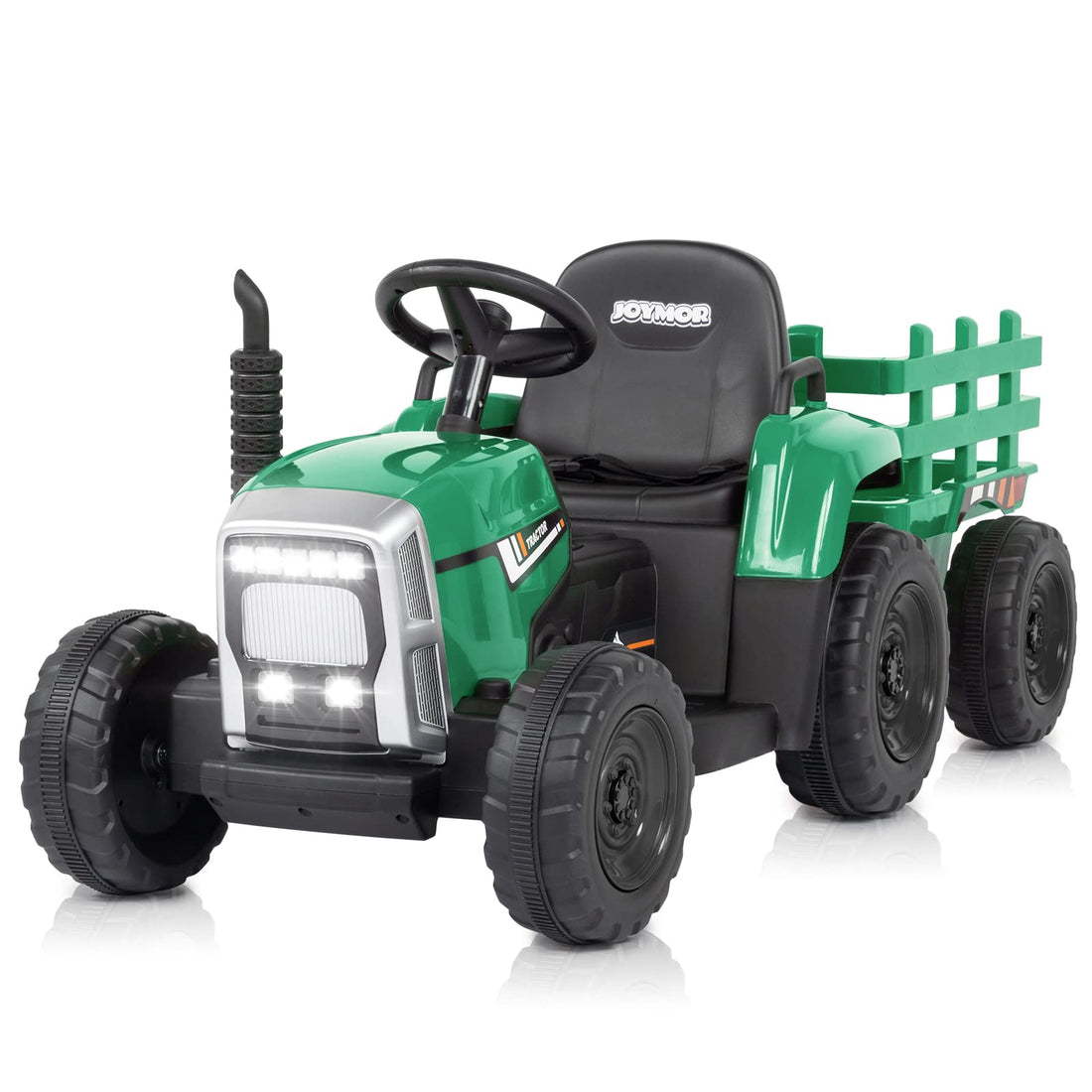 JOYMOR Ride on Tractor w/ Trailer 12V Electric Toy Tractor w/ Remote ...